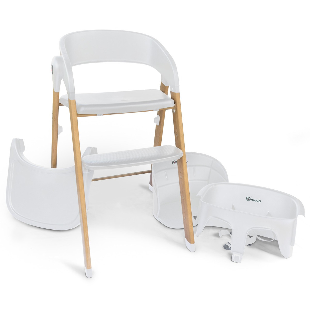 BabyGo Levels White Wood Kinderstoel | MamaLoes