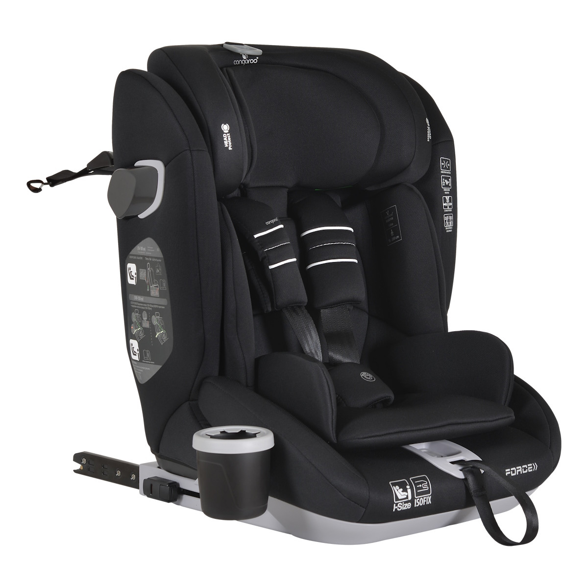 Cangaroo Force Black Isofix 76-150 cm i-Size Autostoel l MamaLoes