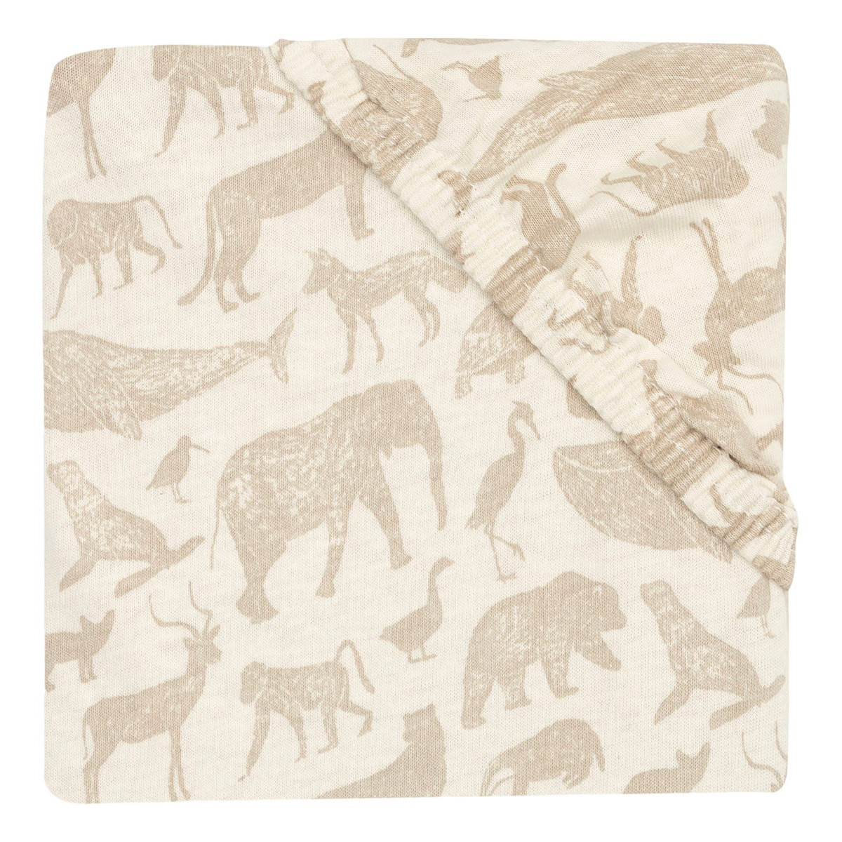 Jollein Jersey Animals Nougat 40/50 x 80/90 cm Wieg Hoeslaken | MamaLoes