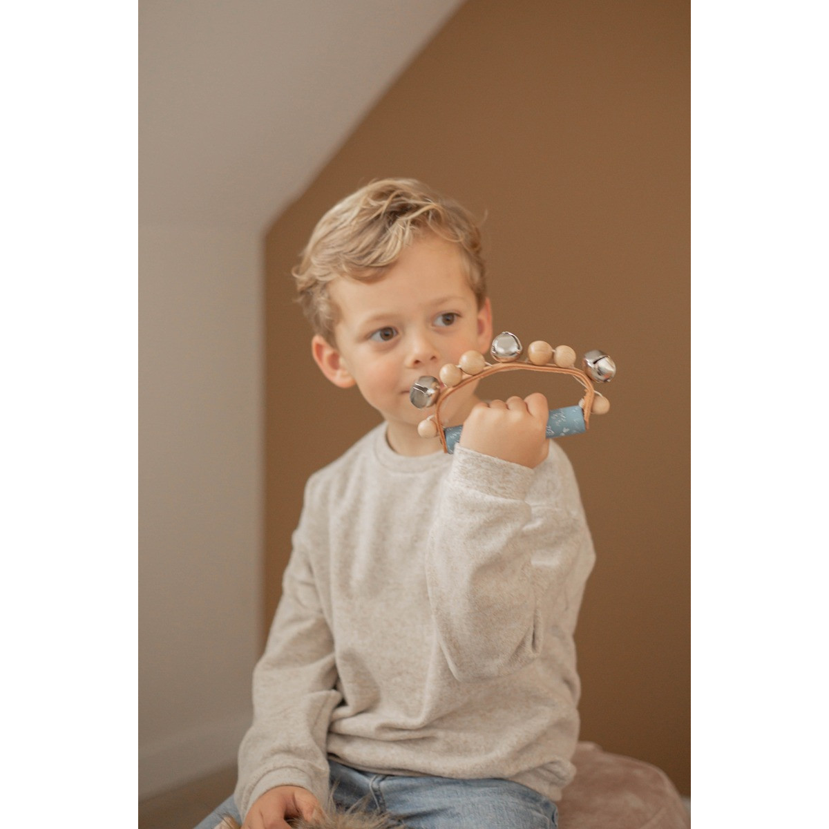 Label Label Blauw Houten Beatring Tamboerijn | MamaLoes